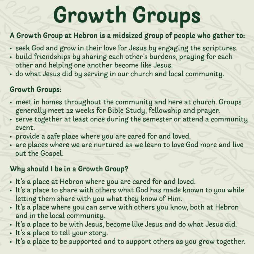 Growth Groups | Hebron Church of Pittsburgh